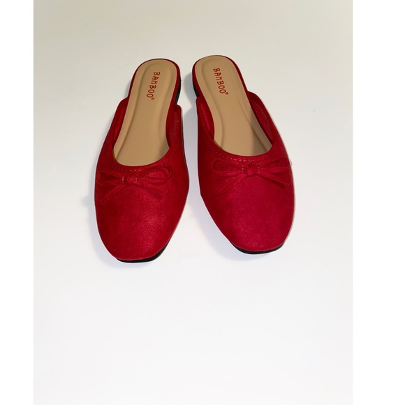 BAMBOO | Shoes | Bamboo Red Square Toe Ballet Slip On Flat Mules | Poshmark